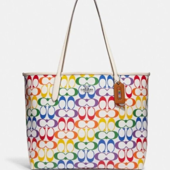 Coach | Bags | New Coach Rainbow Pride Signature Logo Canvas City Tote Purse Bag C481 | Poshmark